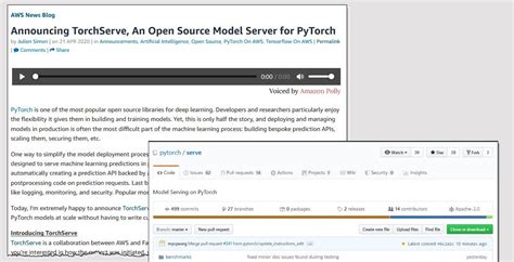 Pytorch용 오픈 소스 모델 서버 Torchserve 출시 Amazon Web Services 한국 블로그