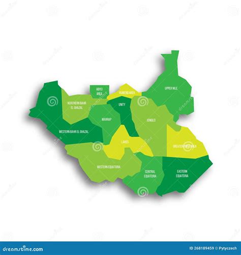 South Sudan Political Map Of Administrative Divisions Cartoon Vector