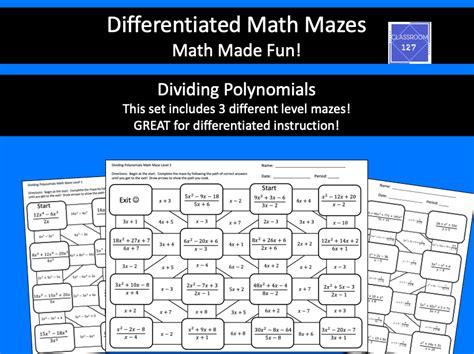Dividing Polynomials Math Maze