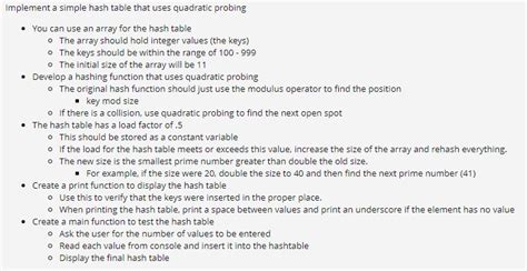 Solved JAVA Implement A Simple Hash Table That Uses Chegg