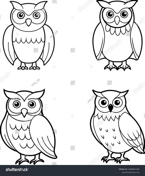 Owl Line Art Coloring Page Design Stock Vector Royalty Free