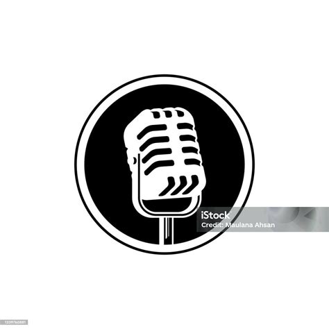 마이크 마이크 벡터 일러스트레이션 팟캐스트 또는 노래방 아이콘 레이블 엠블럼 기호 기호에 대한 디자인 요소 마이크에 대한 스톡