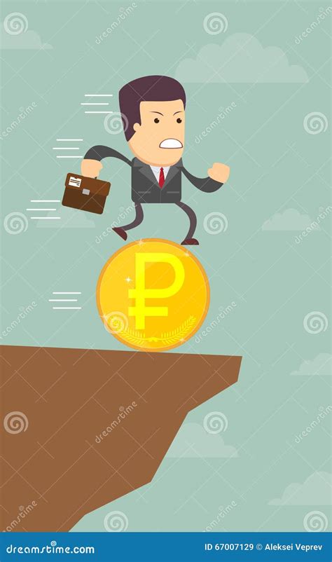 Businessman Runs Into The Abyss Stock Vector Illustration Of Flat Crisis