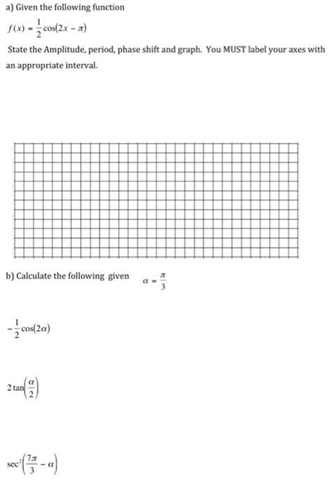 Solved a Given the following function f x cos xπ Chegg