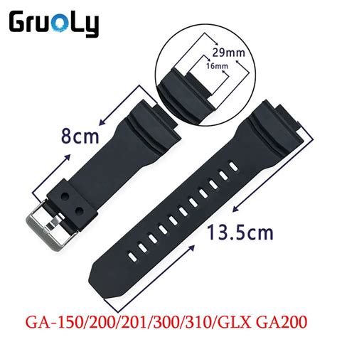 Черные ремешки 16 мм для Casio g-shock GA-150/200/201/300/310/GLX GA200 ...