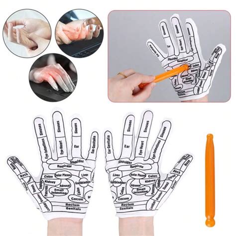 1 Pair Reflexology Massage Gloves With Acupoint Chart Finger
