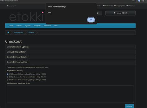 Ettoki Error Upon Selecting Delivery Method Same With You Guys