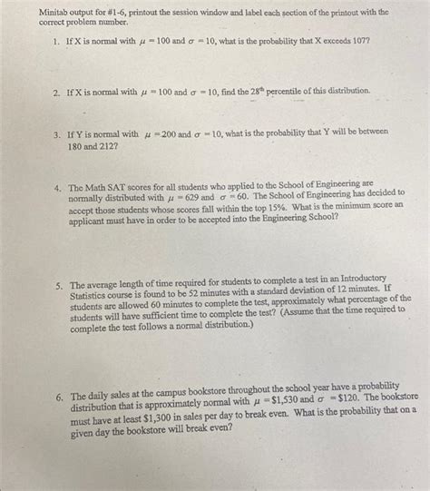 Solved Minitab Output For 1 6 Printout The Session Window