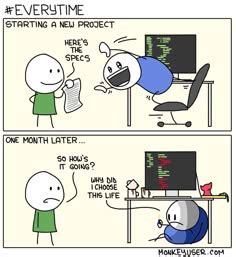 Programmer Humor Starting A New Project Vs One Month Later Everytime Computer Technology