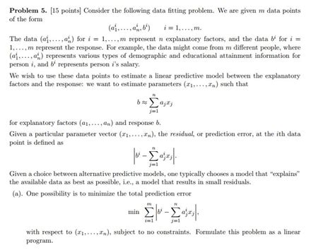 problem 5 15 points] consider the following data