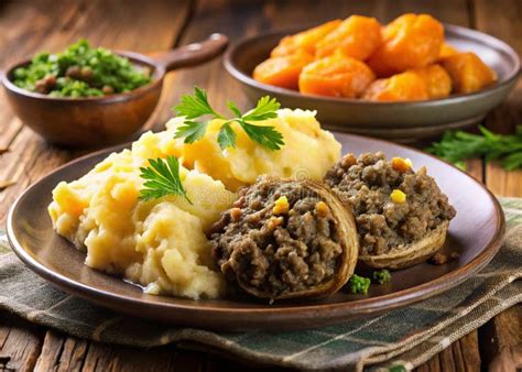 A Hearty Scottish Feast Haggis Neeps And Tatties A Traditional Dish