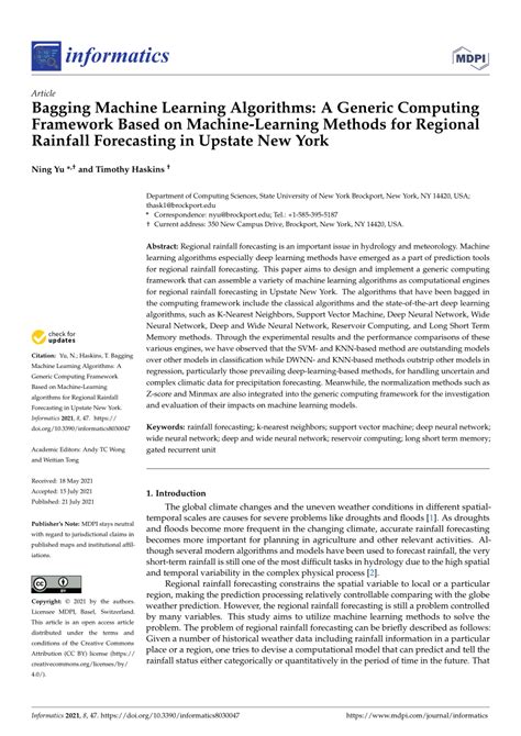 Pdf Bagging Machine Learning Algorithms A Generic Computing Framework Based On Machine