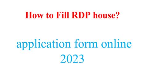 How To Fill Rdp House Application Form Online 2023 Anzimag