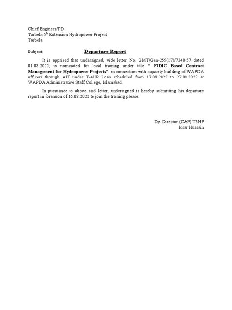 Departure Report Pdf