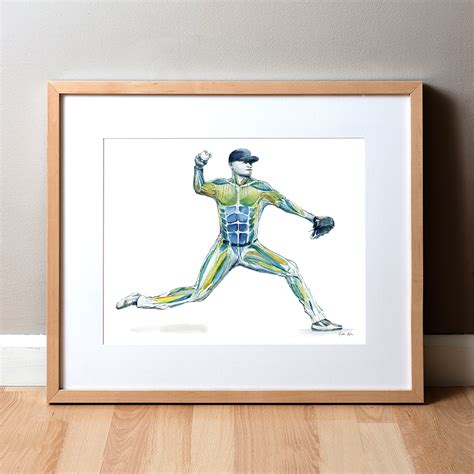 Baseball Anatomy Watercolor Print Lyon Road Art
