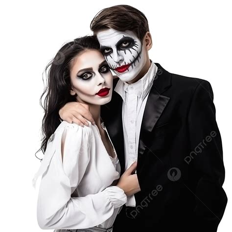 幸福的情侶在萬聖節慶祝活動中穿著服裝和化妝 万圣节化妆 化妝舞會 女人党png去背圖片素材免費下載，免摳圖設計圖案下載 Pngtree
