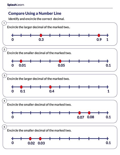 Number Line Decimals Worksheet Printable Word Searches