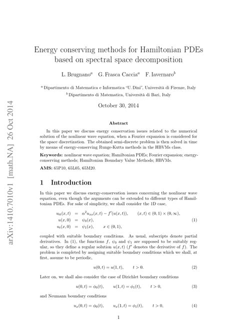 Pdf Energy Conserving Methods For Hamiltonian Pdes Based On Spectral