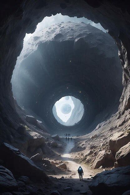A Network Of Tunnels Within A Giant Asteroid Housing A Hidden Society Premium Ai Generated Image