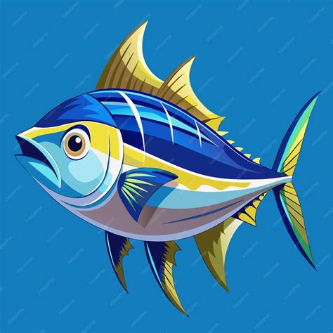 Un Dessin Dun Poisson Avec Une Bande Bleue Et Le Mot Poisson Dessus Vecteur Premium