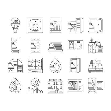 Premium Vector Energy Efficient Technology Green Icons Set Vector