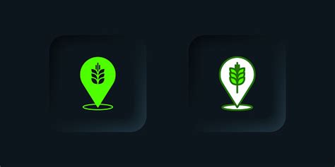 쌀 밀 옥수수 귀리 호밀 보리 아이콘 절연 검은 배경에 설정된 녹색 시리얼 밀 빵 상징의 귀 검은색 사각형 버튼입니다 벡터 가득 찬에 대한 스톡 벡터 아트 및 기타 이미지