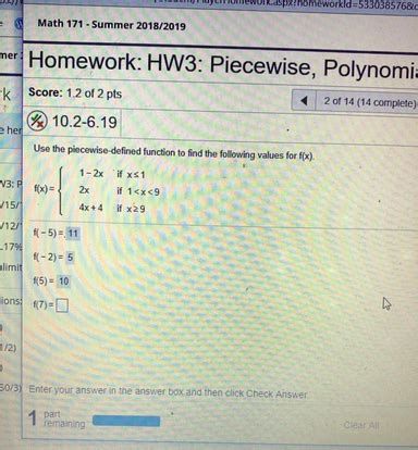 Use The Piecewise Defined Function To Find The Following Val Quizlet