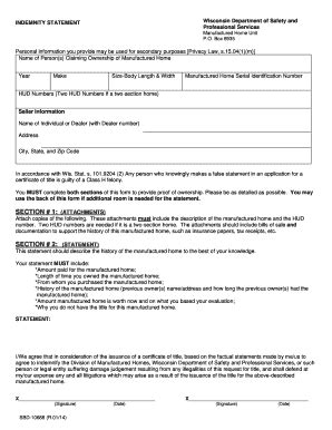 Fillable Online Dsps Wi Dspswigovsbsb Divformsindemnity Fax Email Print PdfFiller
