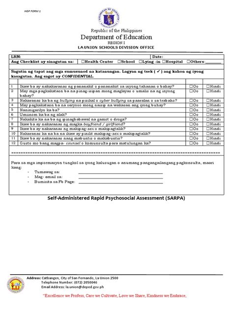 Self Administered Rpa Checklist 1 Pdf
