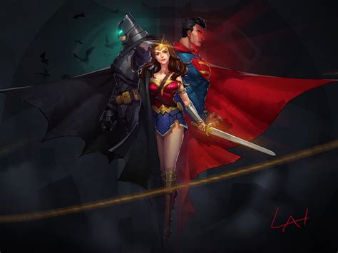 Wallpaper Fanart Justice League Guardian Superheroes Wonder Woman Batman Superman Desktop