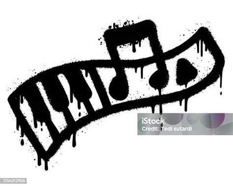 그런지 흑백 피아노 건반 벡터 Illustrationgraffiti 노트 음악 아이콘 와 과 스프레이 와 블랙 에 화이트 벡터