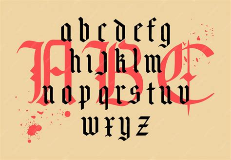 Premium Vector Modern Gothic Alphabet Vintage Font Gothic Font Hand