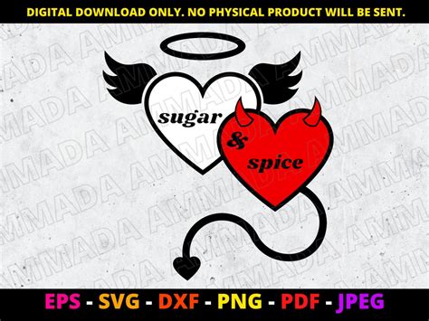 Sugar Spice Hearts Svg Angel Heart Svg Devil Heart Svg Red And White