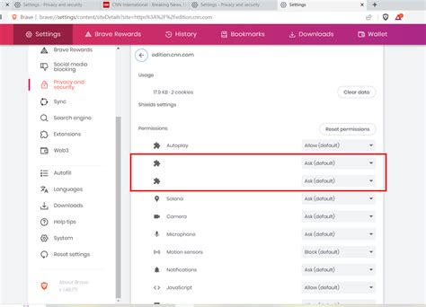 `ethereum` And `location` Content Settings Are Missing In A Site