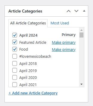 Display On Primary Category On Front End ACF Support