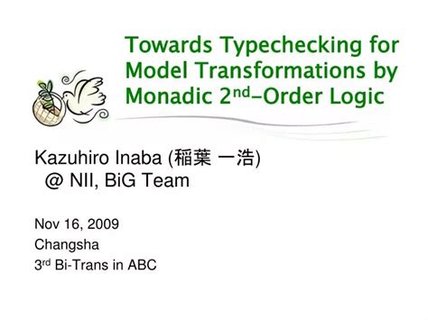 PPT Towards Typechecking For Model Transformations By Monadic 2 Nd