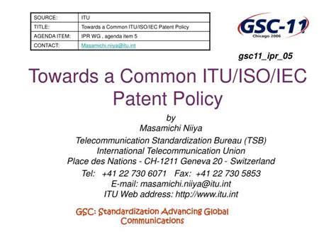 PPT Towards A Common ITU ISO IEC Patent Policy PowerPoint Presentation ID