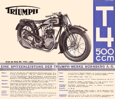 Motor Lit De Triumph Modell T 4 Prospekt Brochure Ca 1928
