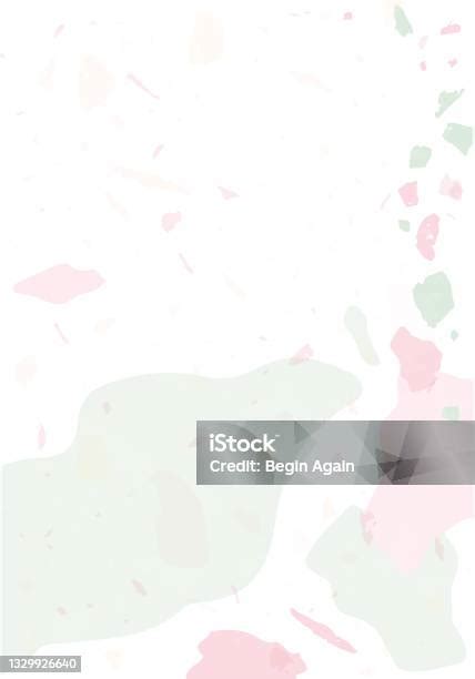 Terrazzo Template Abstrak Modern Merah Muda Dan Hijau Ilustrasi Stok