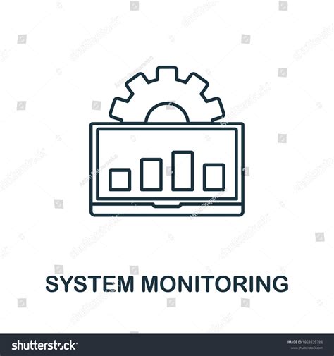 System Monitoring Icon Simple Line Element Stock Vector Royalty Free