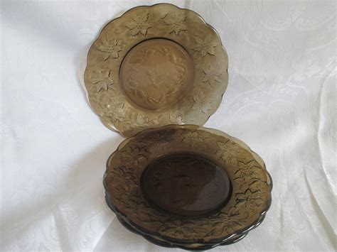 Princess House Fantasia Mocha Glass Luncheon Plates Set Of 3 Etsy