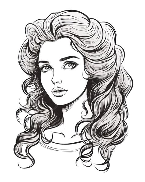 Premium Photo Illustration Of A Cartoon Woman Coloring Book Page