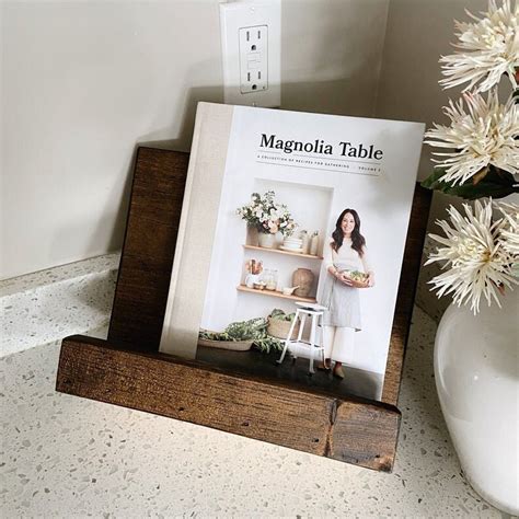 Rustic Dark Walnut Wooden Cookbook Stand Recipe Stand Etsy