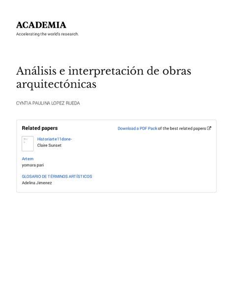 Analisis E Interpretacion De Obras Arquitectonicas With Cover Page V2
