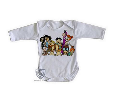 Empório Dutra Roupa Bebê manga longa Flinstones desenhado
