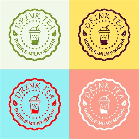 Premium Vector Boba Logo Design Bubble Tea Macha Template