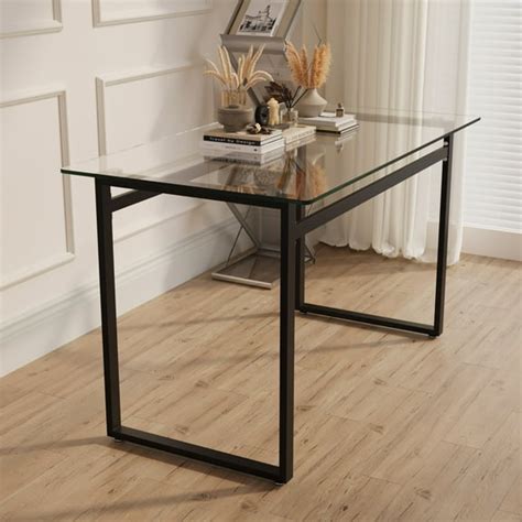 36 Round Glass Dining Table With Stainless Steel Legs Modern Small