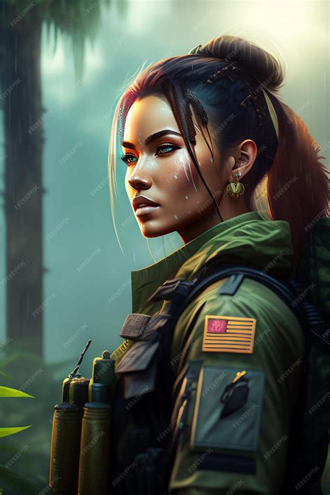 Premium Ai Image A Beautiful Army Girl With Gun Generated Ai