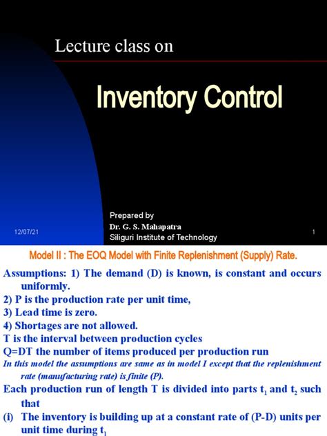Inventory Control Model Ii Pdf Inventory Logistics