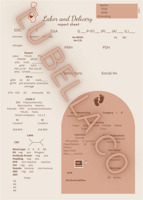 Labor And Delivery Report Sheet Etsy